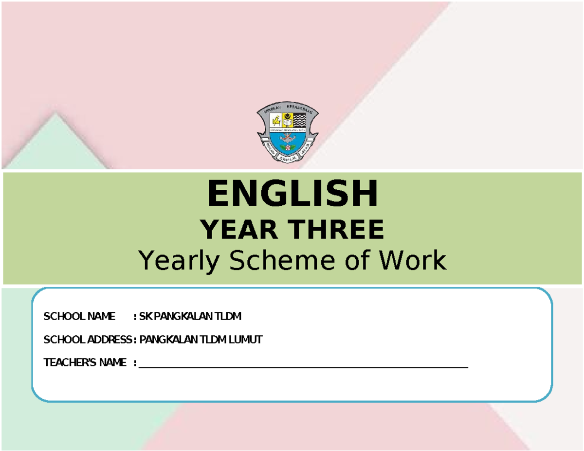 SOW English Year 3 2026: Yearly Scheme of Work Overview - Studocu