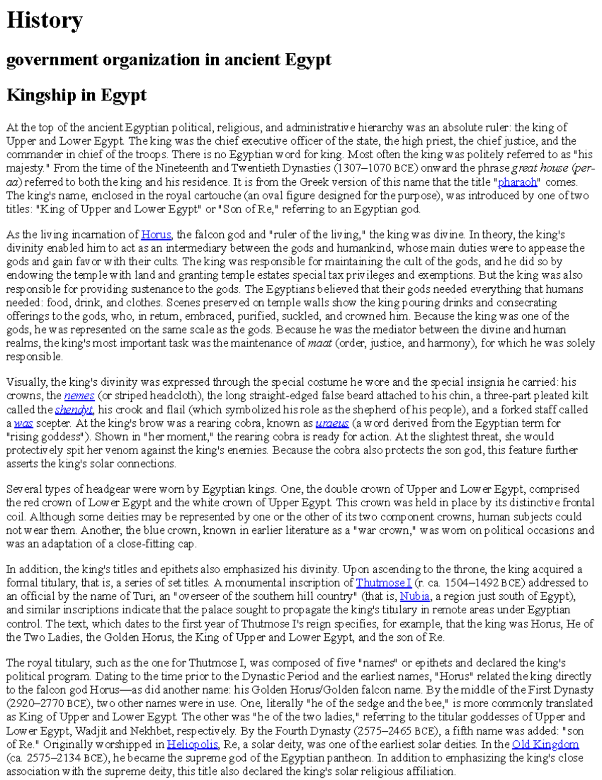 Ancient Egypt's Government Organization: Structure and Role of the King ...