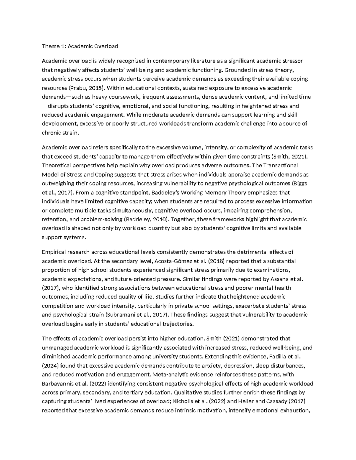 Theme 1: Academic Overload - Notes on Stress and Coping in Education ...