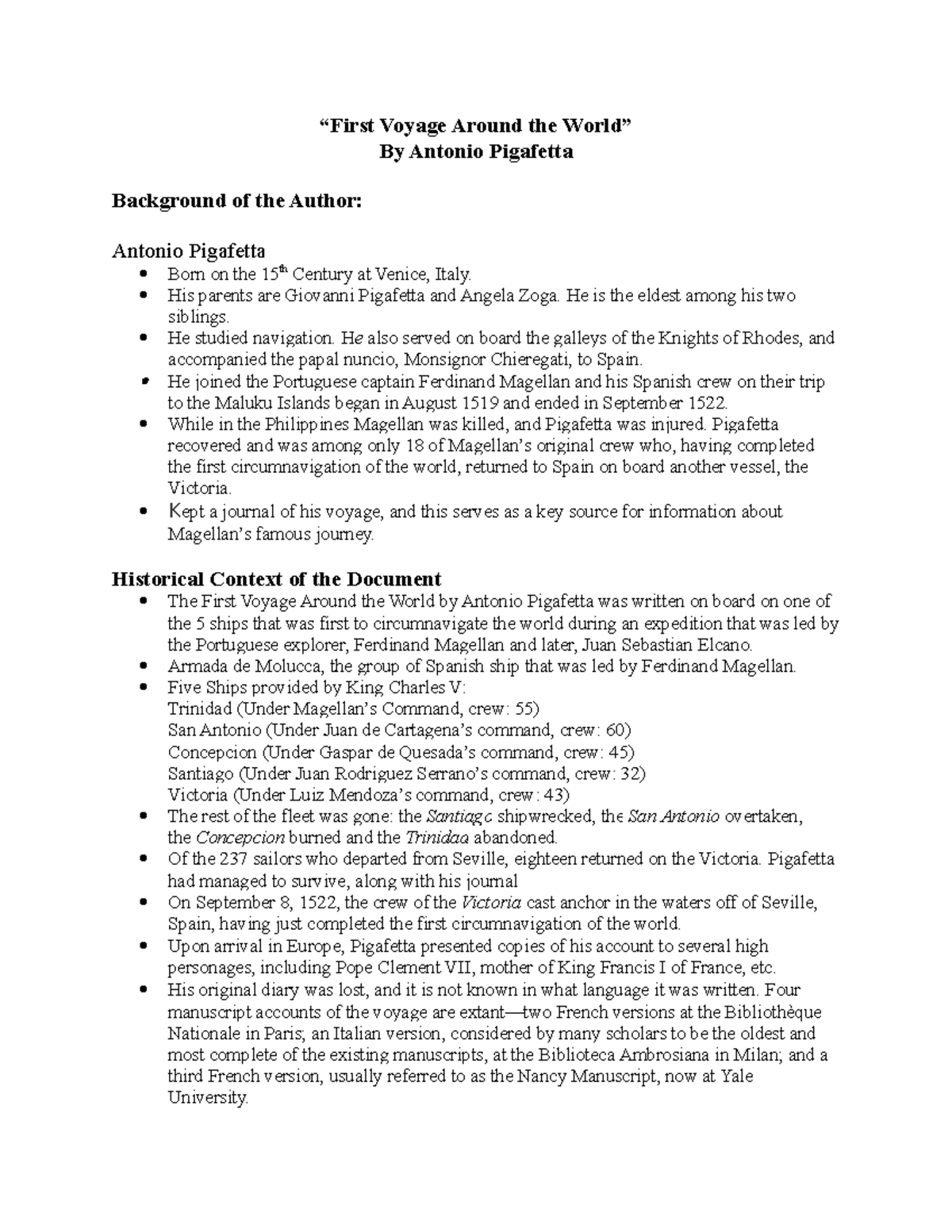 First Voyage Around the World 1 - “First Voyage Around the World” By ...