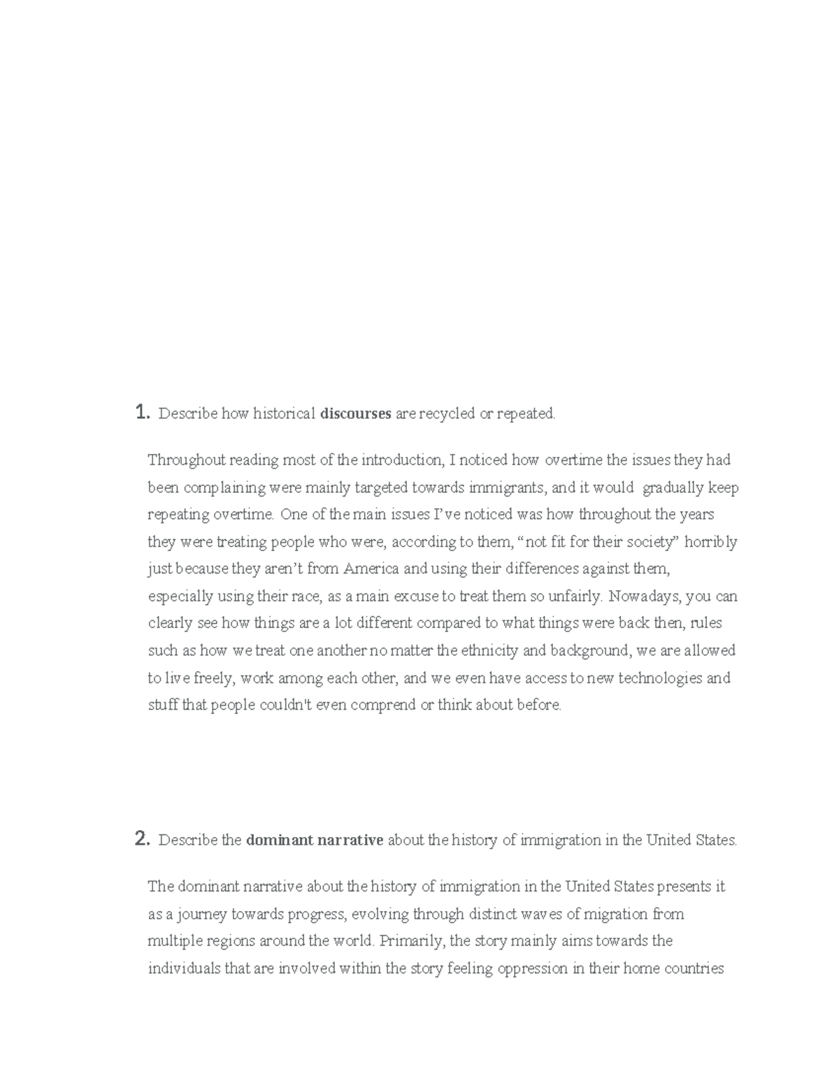 Module One Journal Deconstructing Narratives - 1. Describe how historical discourses are ...