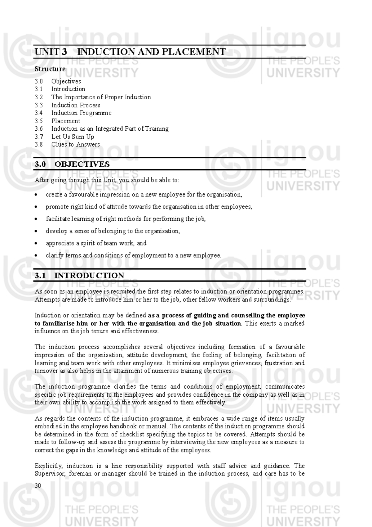 M3: Induction and Placement - Key Objectives and Processes - Studocu