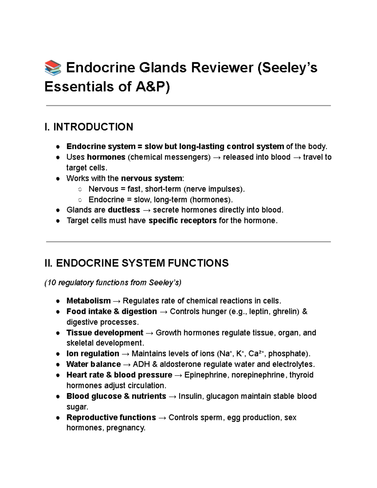 Endocrine System Overview: Key Concepts and Functions (BIO 101) - Studocu