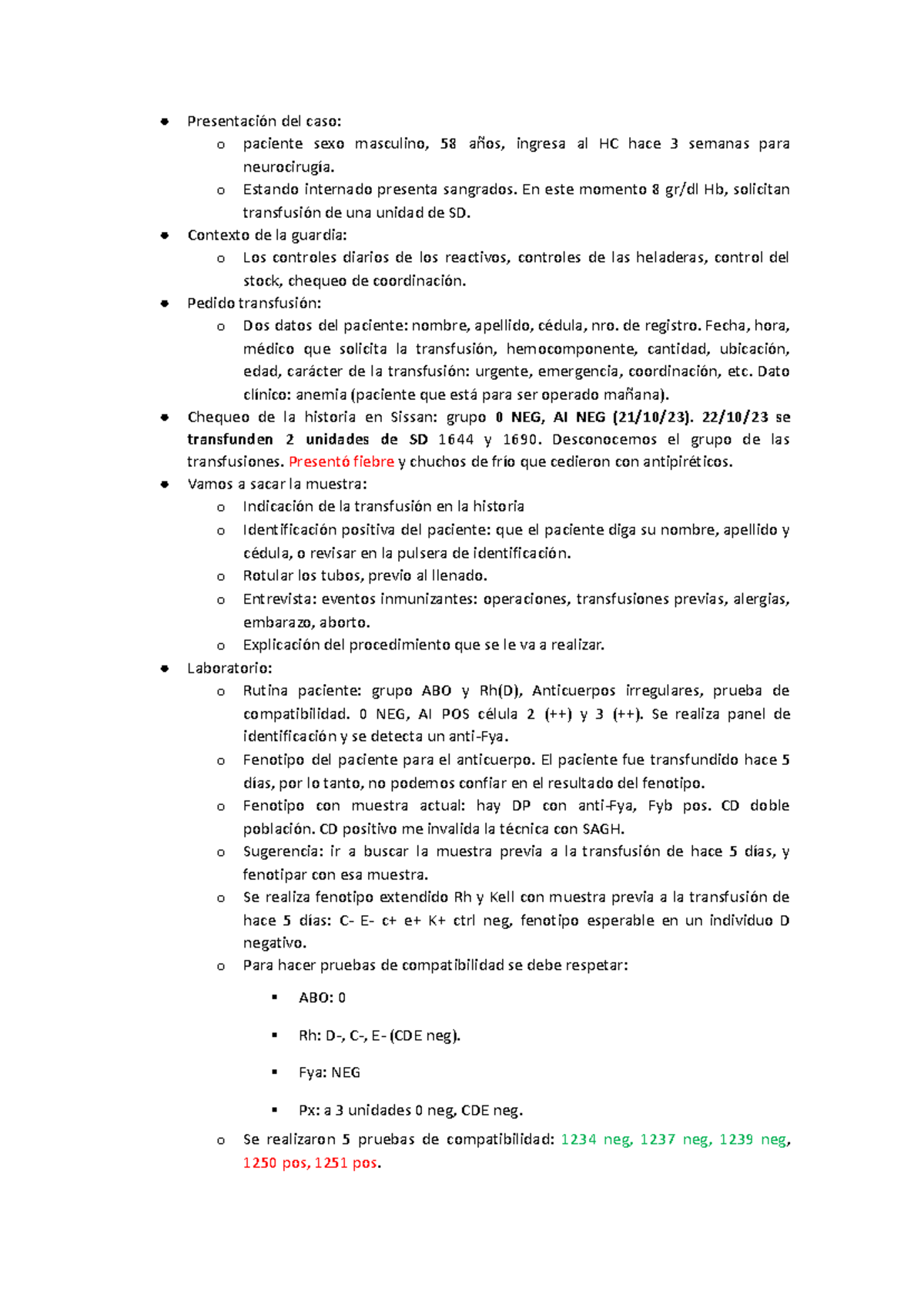 Simulacro Hmo4: Transfusión y Manejo de Paciente Anémico - Studocu