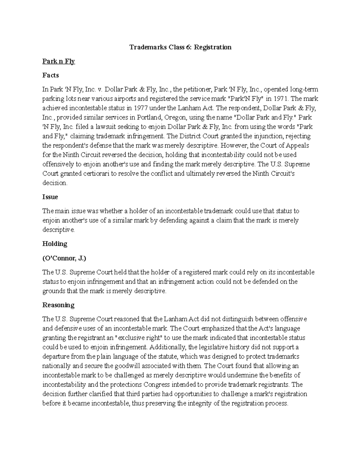 Trademarks Class 6: Key Legal Cases and Analysis on Incontestability ...