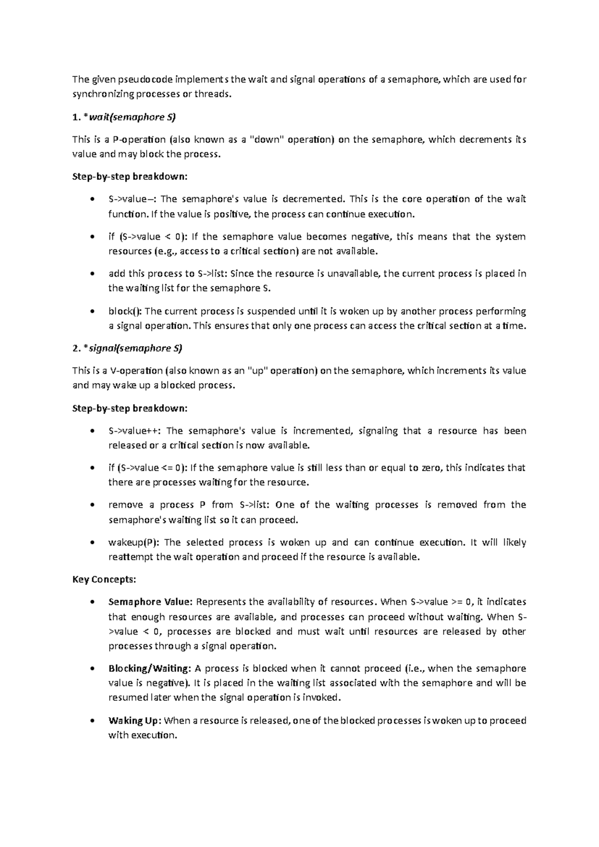 Understanding Semaphores Without Busy Waiting Operations - Studocu