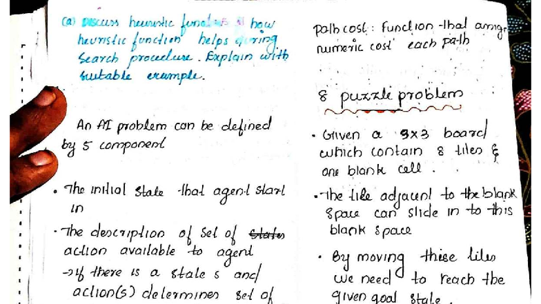 AI 101: Heuristic Functions and Search Algorithms in 8-Puzzle Problem - Studocu