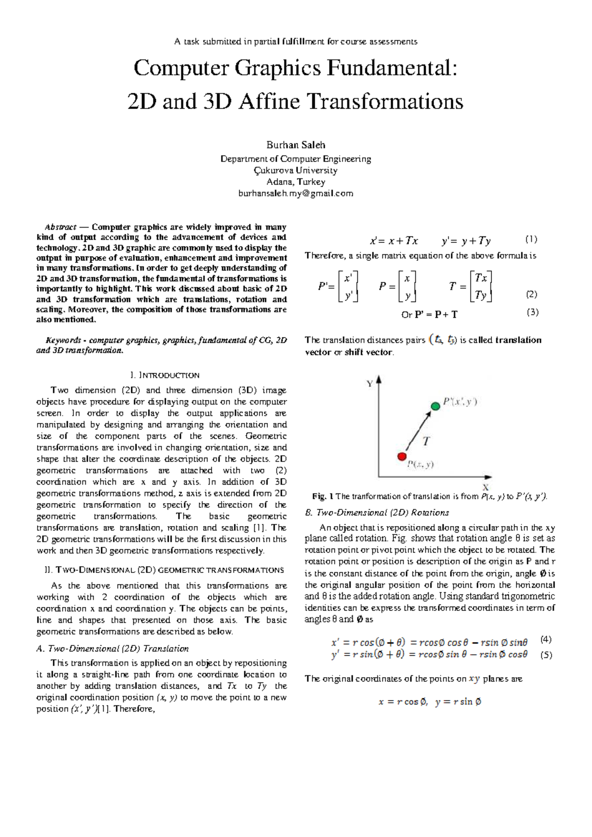 Computer Graphics Fundamentals: 2D & 3D Affine Transformations - Studocu