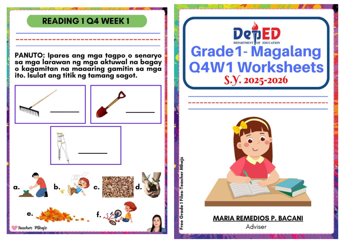 Grade 1 Q4 WEEK 1 Worksheets Compilation - Teacher Mhejz - Studocu