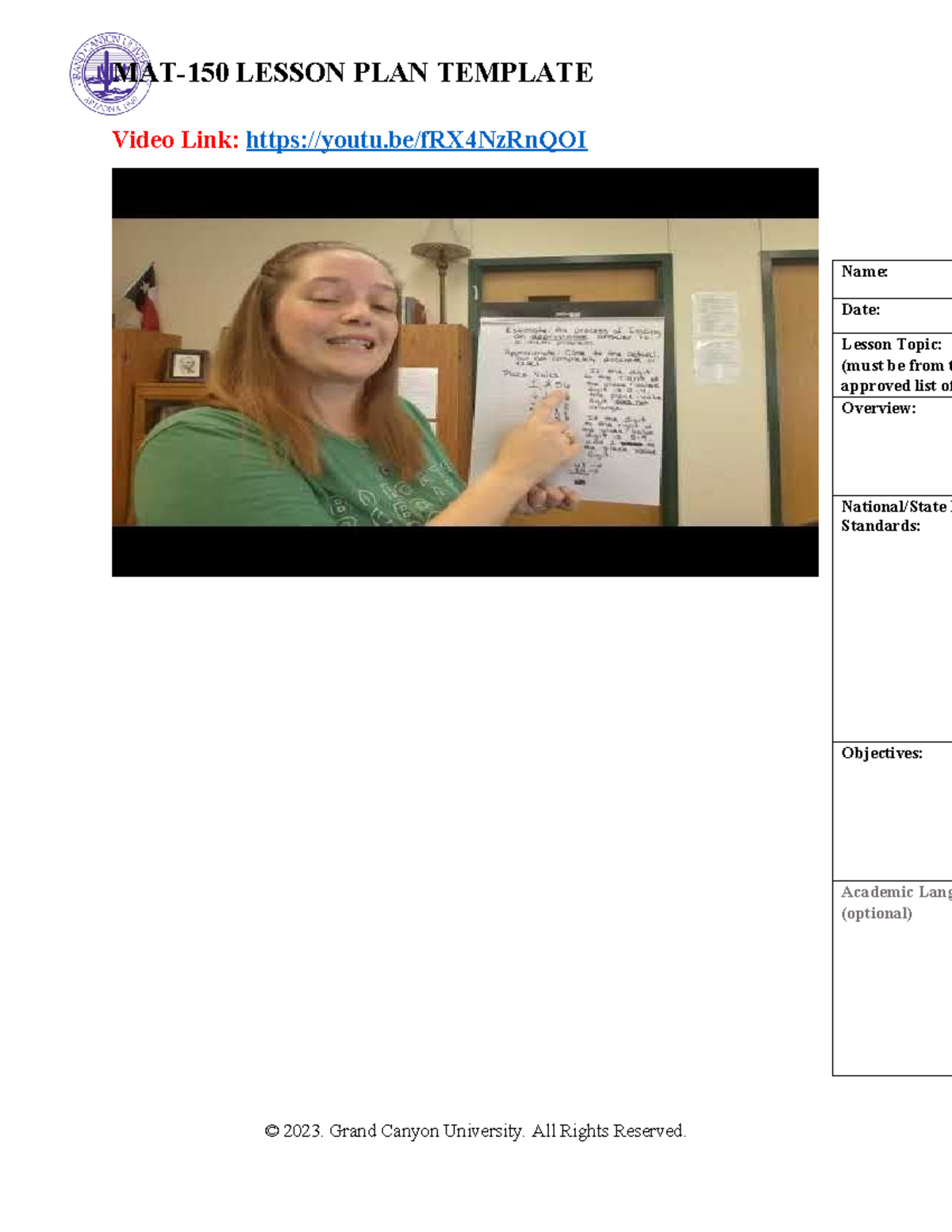 MAT-150 Final Project: Comprehensive Lesson Plan on Estimation - Studocu