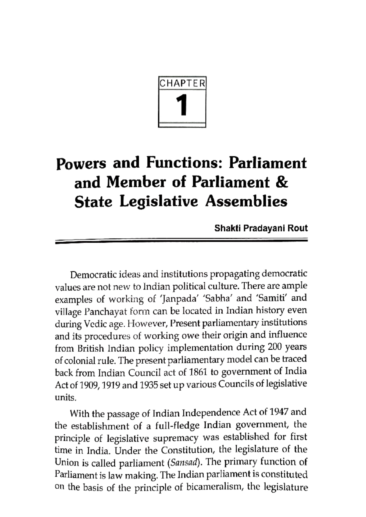 Powers & Functions: Parliament & State Legislative Assemblies - Studocu