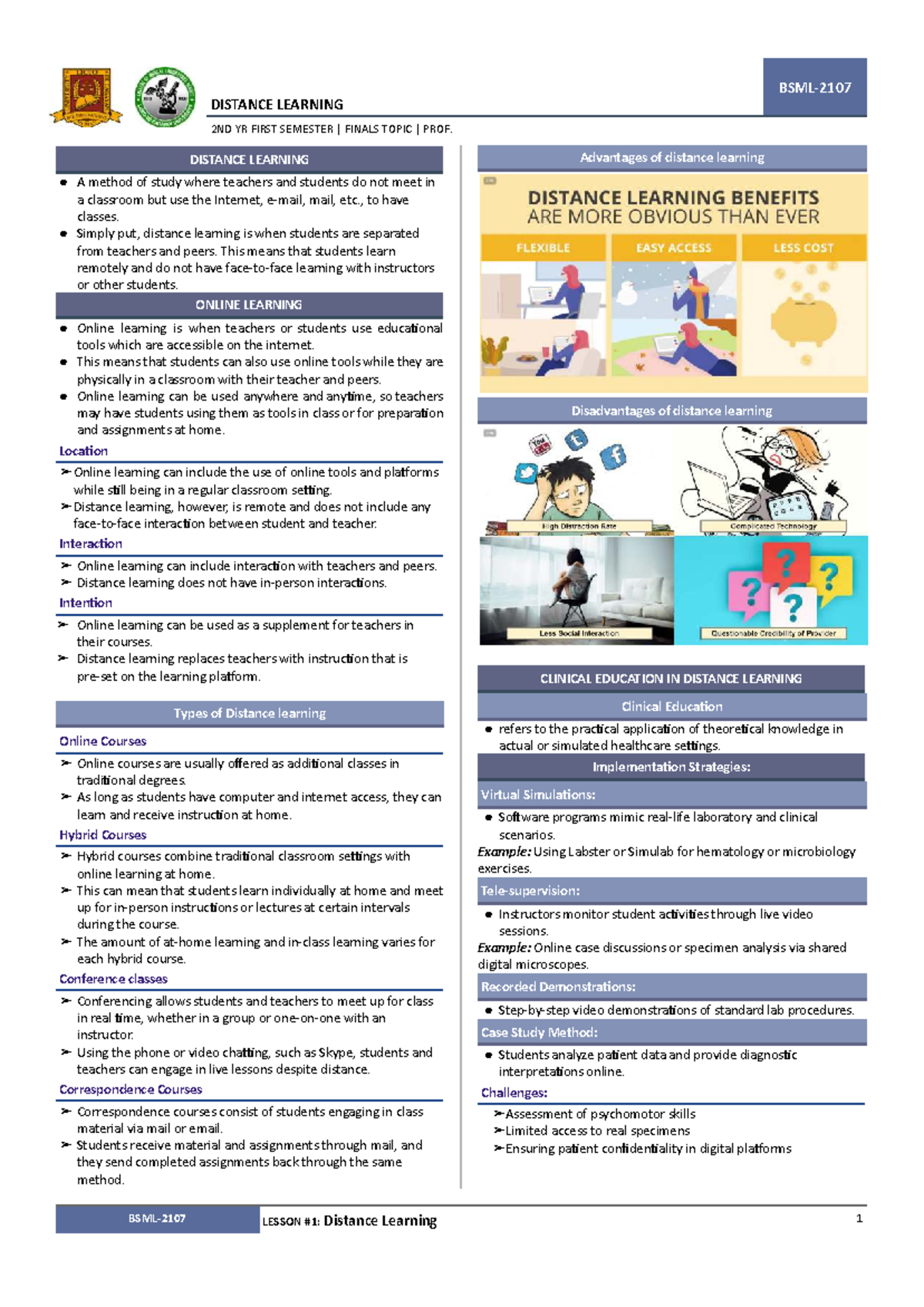 YR FIRST SEMESTER FINALS TOPIC: Distance Learning & Critical Thinking ...