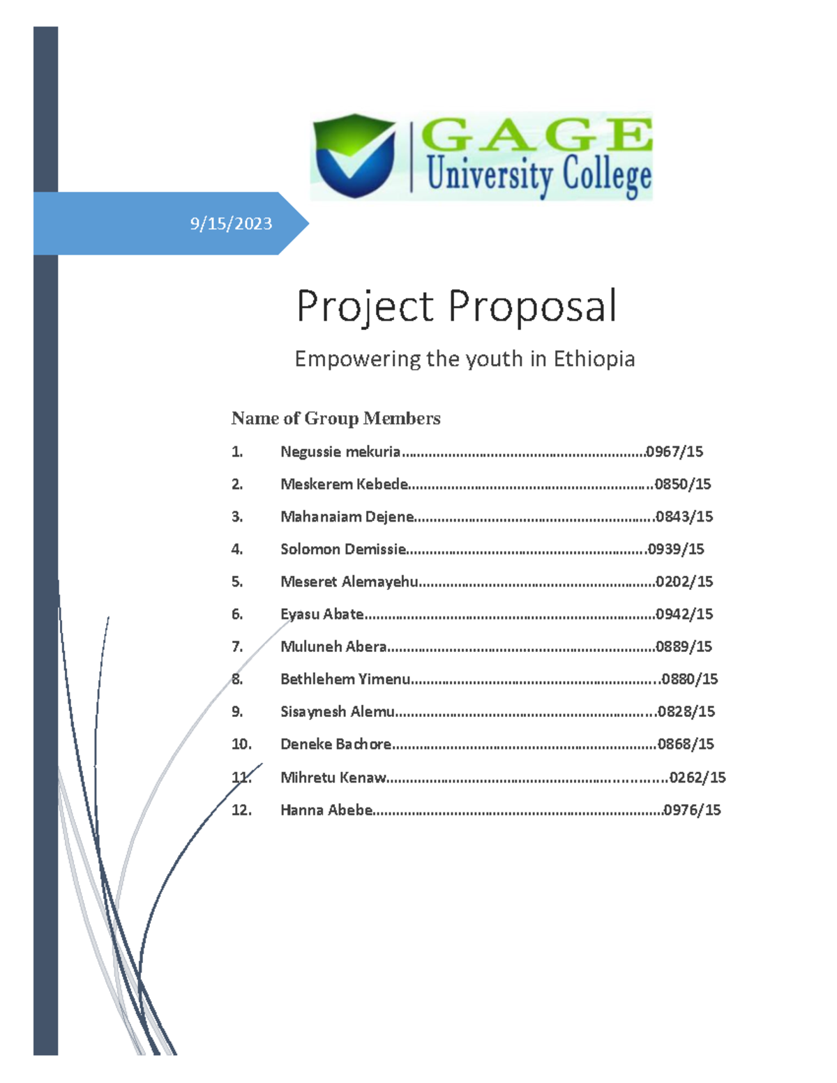 Youth Empowerment Project Proposal (Course Code: YEP-101) - Studocu