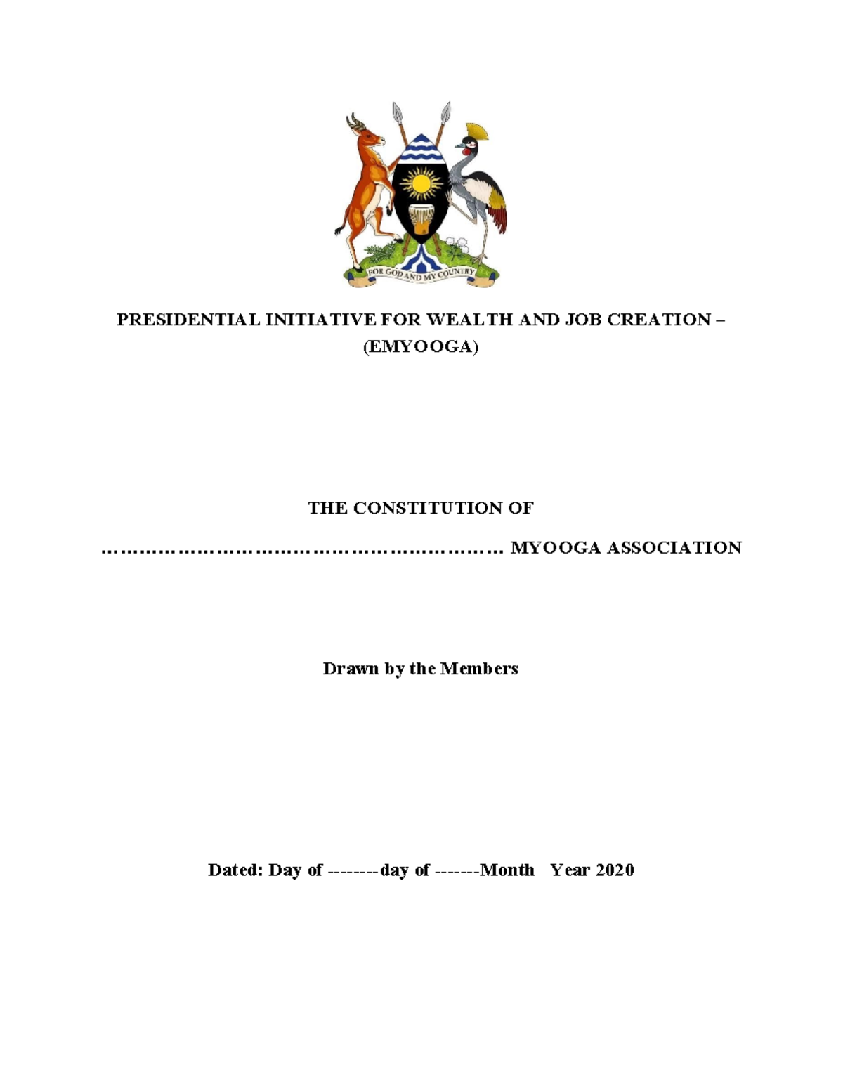 EMYOOGA Association Constitution: Framework for Wealth & Job Creation - Studocu