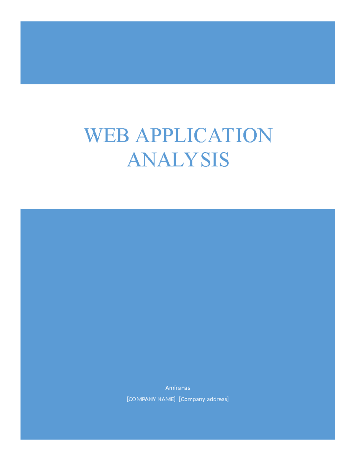 Web Application Analysis - Amiranas [COMPANY NAME] [Company address] WEB APPLICATION ANALYSIS ...