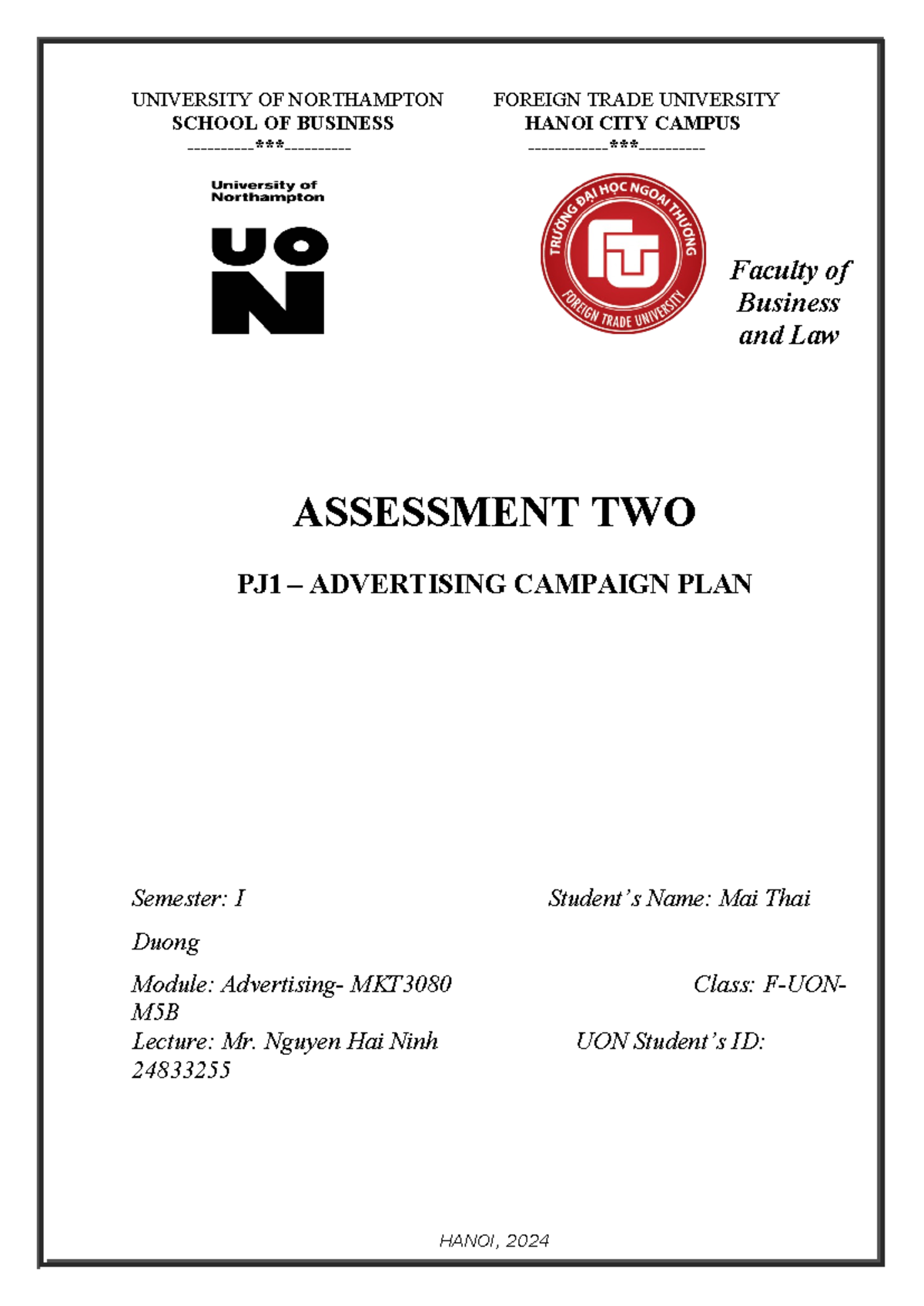 ADV MKT3080 Final - Advertising Campaign Plan for Coolmate - Mai Thai ...