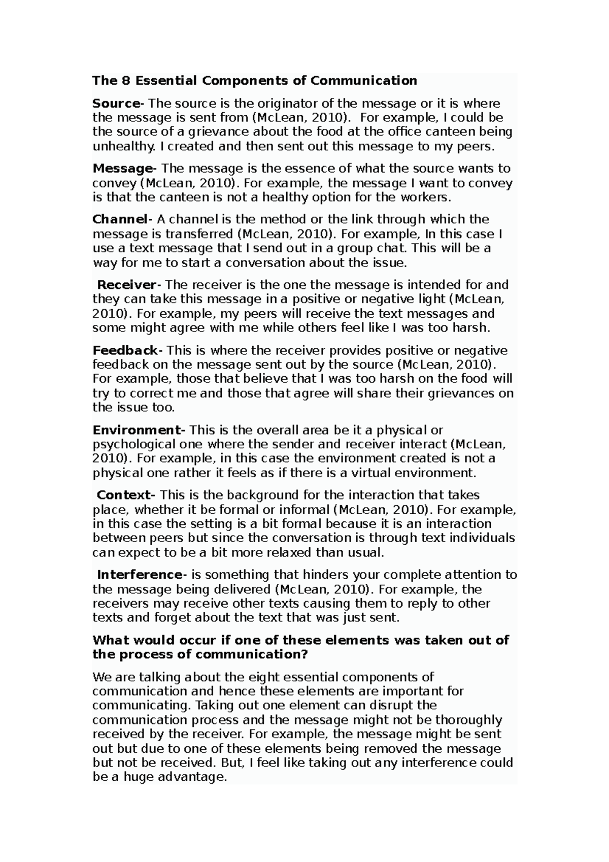 Essential Components of Communication: An Overview and Analysis - Studocu