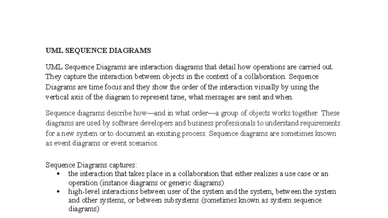 UML Sequence Diagrams: Understanding Interactions in Systems - Studocu