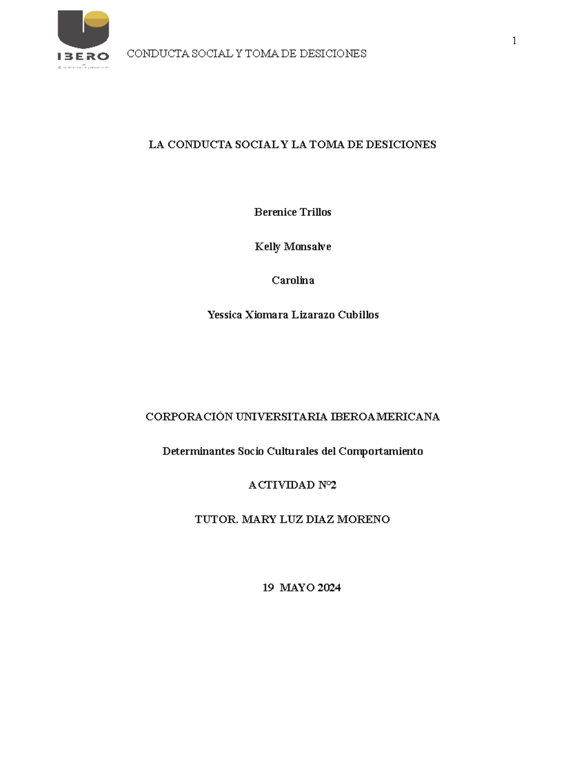LA Individualidad en la Conducta Social y la Toma de Decisiones - Studocu
