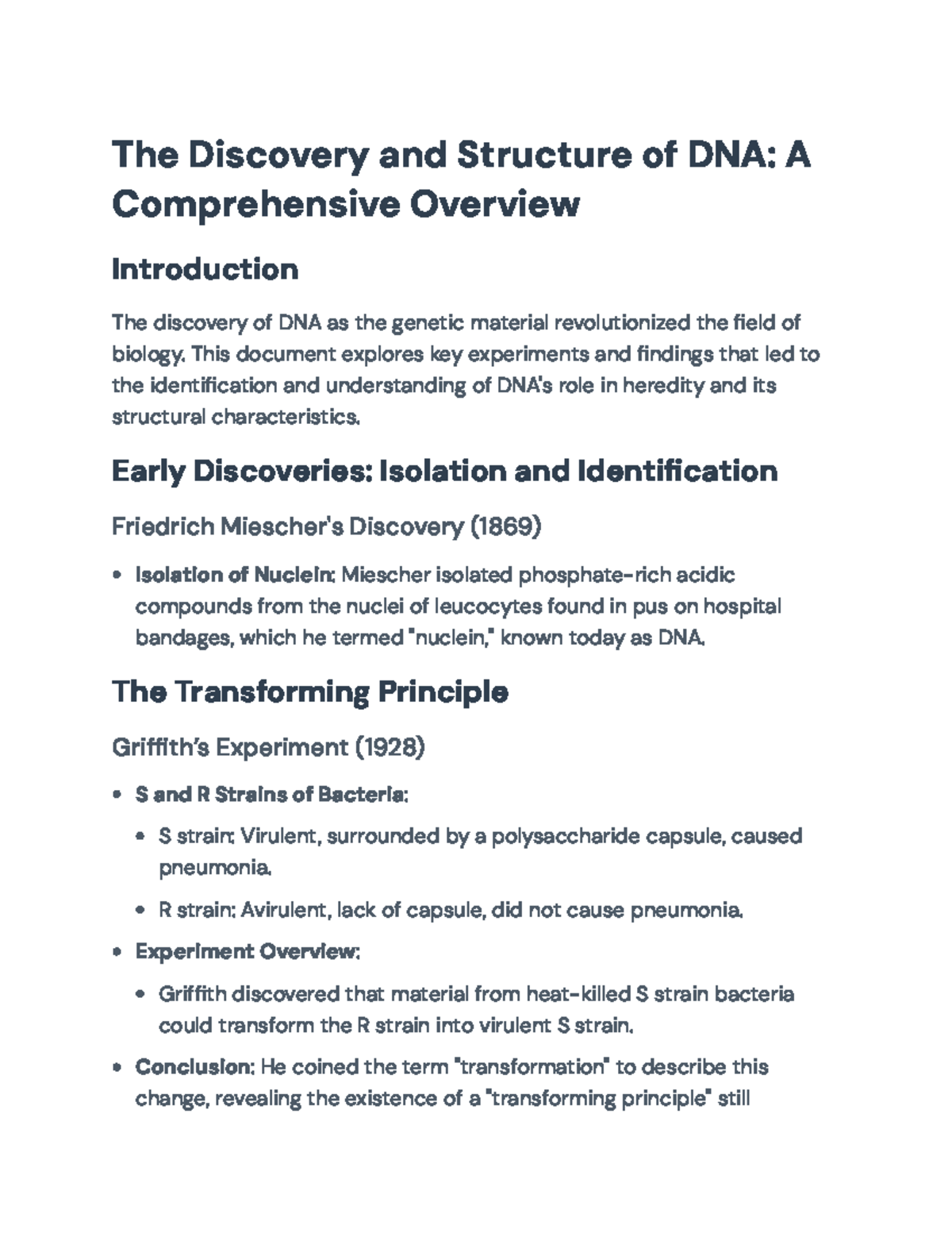 The Discovery of DNA: Key Experiments and Structure Insights (BIO 101 ...