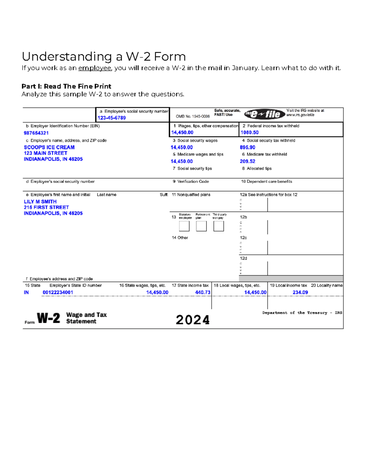 Assignment: Understanding a W-2 Form and Its Tax Implications - Studocu