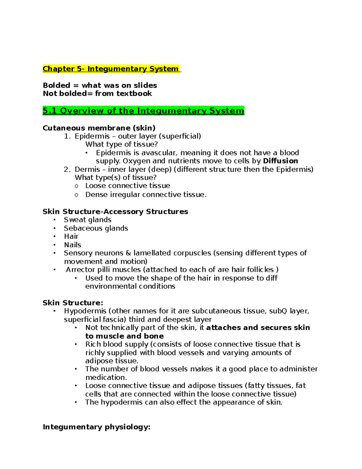 TEST 2 - Practice Test on Integumentary & Skeletal Systems - Studocu