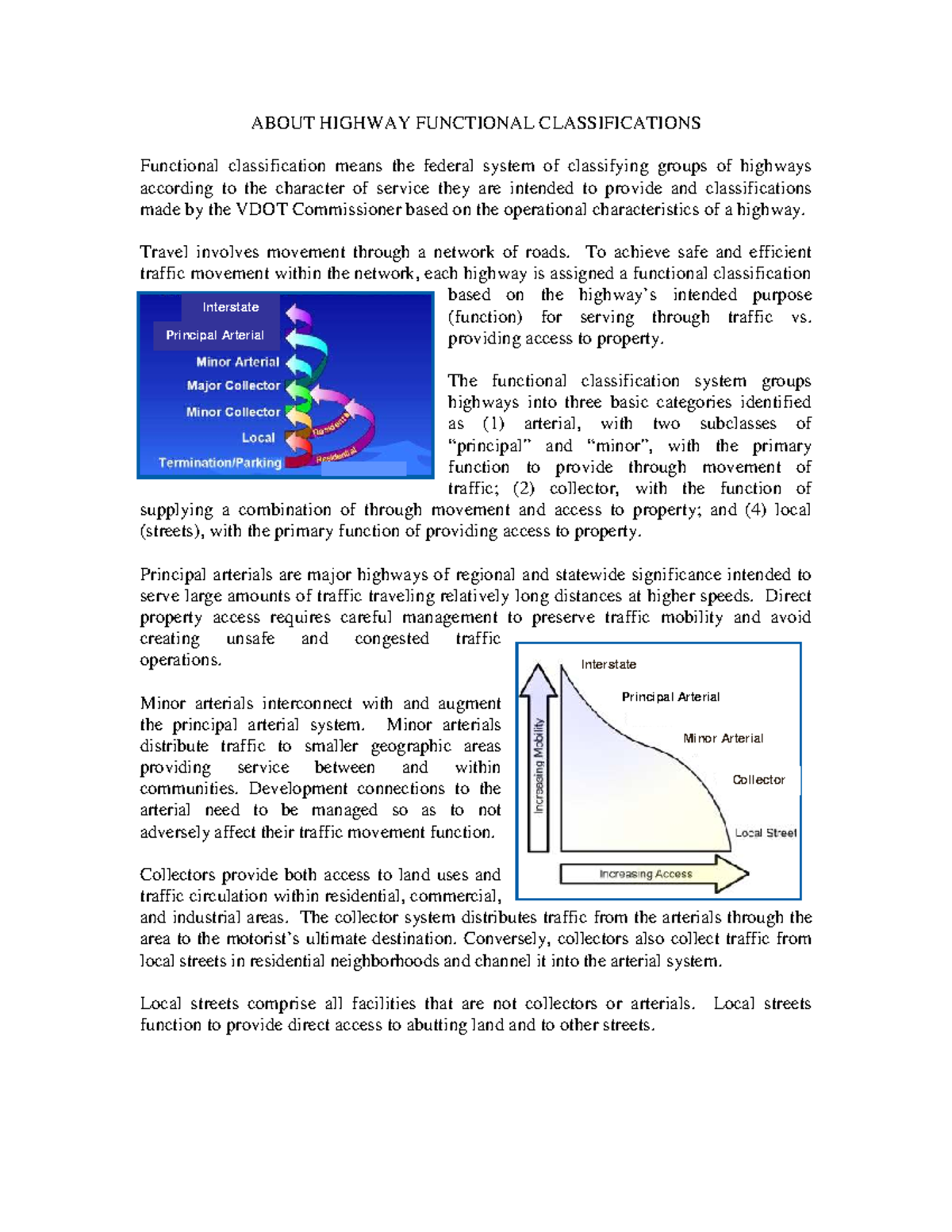 Highway Functional Classifications Overview - VDOT Guidelines - Studocu