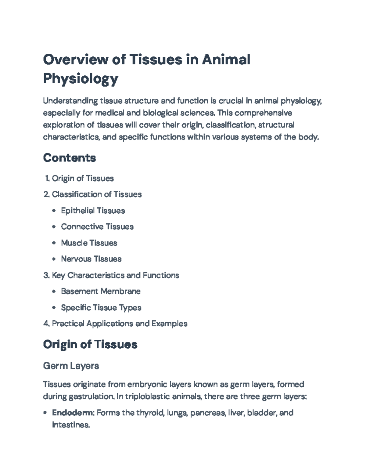Overview of Animal Tissues - Structure & Functions in Physiology ...