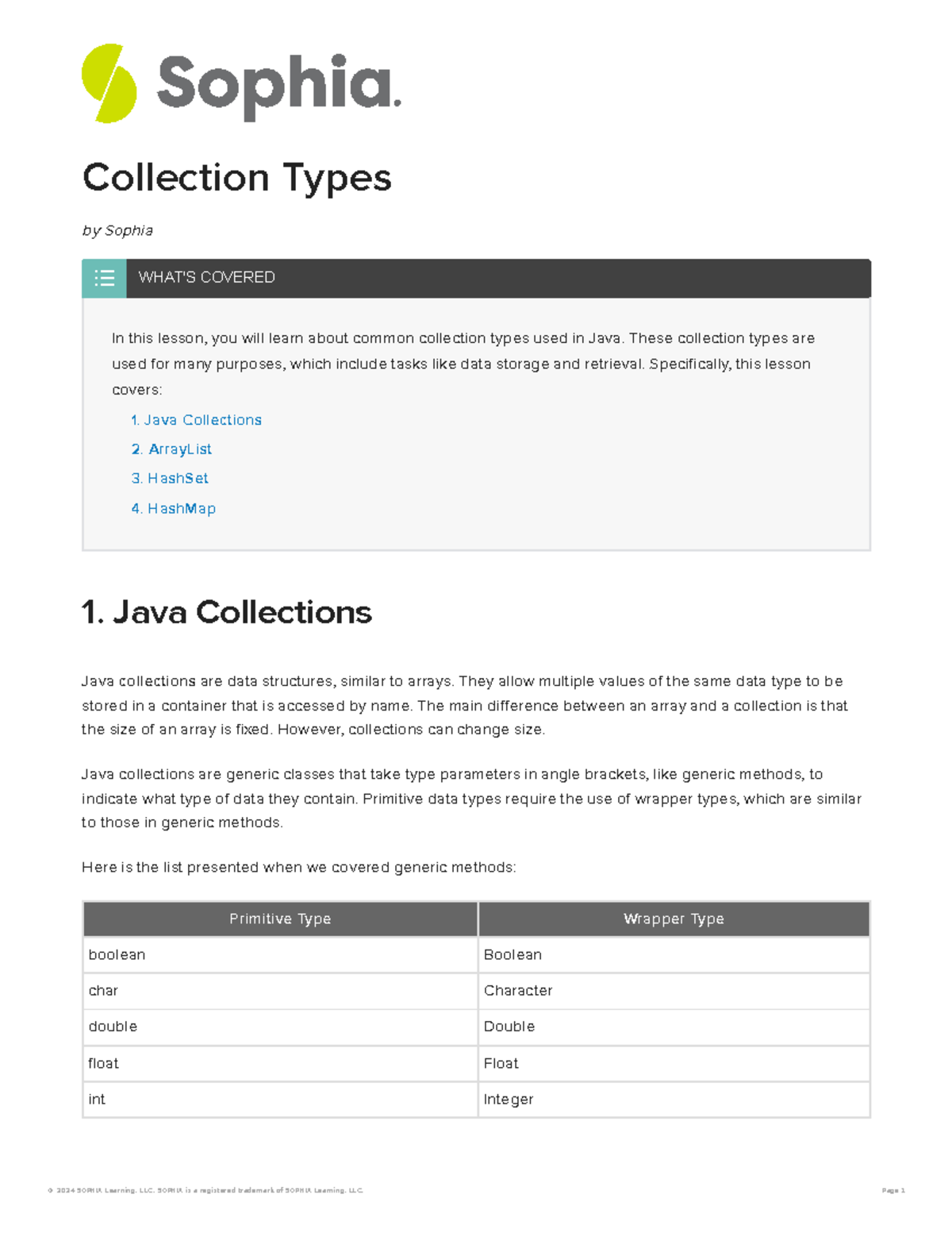 Java Collection Types: ArrayList, HashSet, and HashMap Overview - Studocu