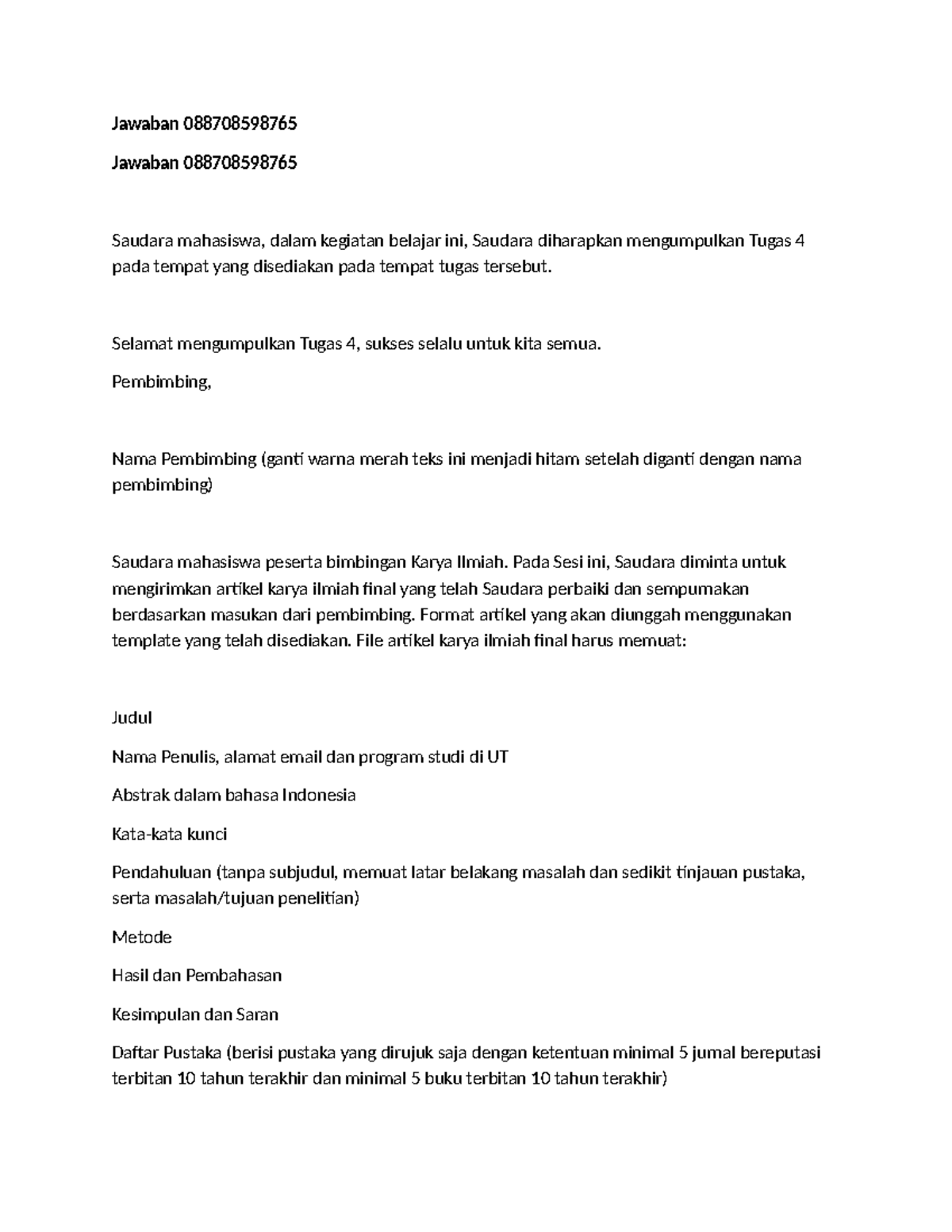 Tugas 4: Panduan Pengumpulan Artikel Karya Ilmiah Final - Studocu