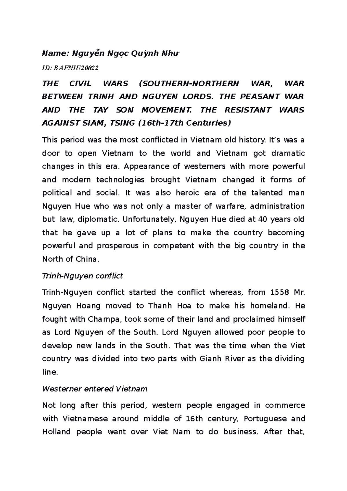 Vietnamese History and Culture Notes: Civil Wars and Colonialism - Studocu