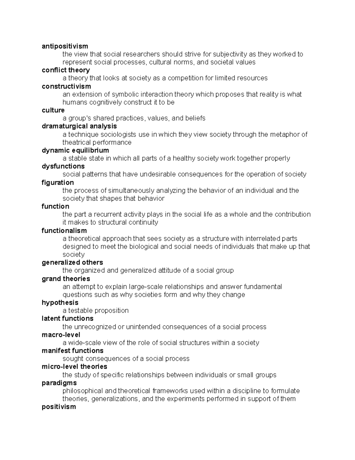 Chapter 1 Vocabulary Review for Sociology (SOC101) - Studocu