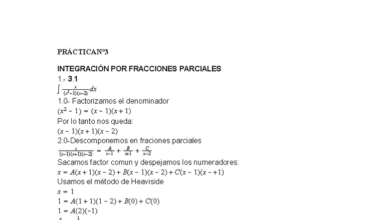 Anexos Informe 3: Integración por Fracciones Parciales en Cálculo ...