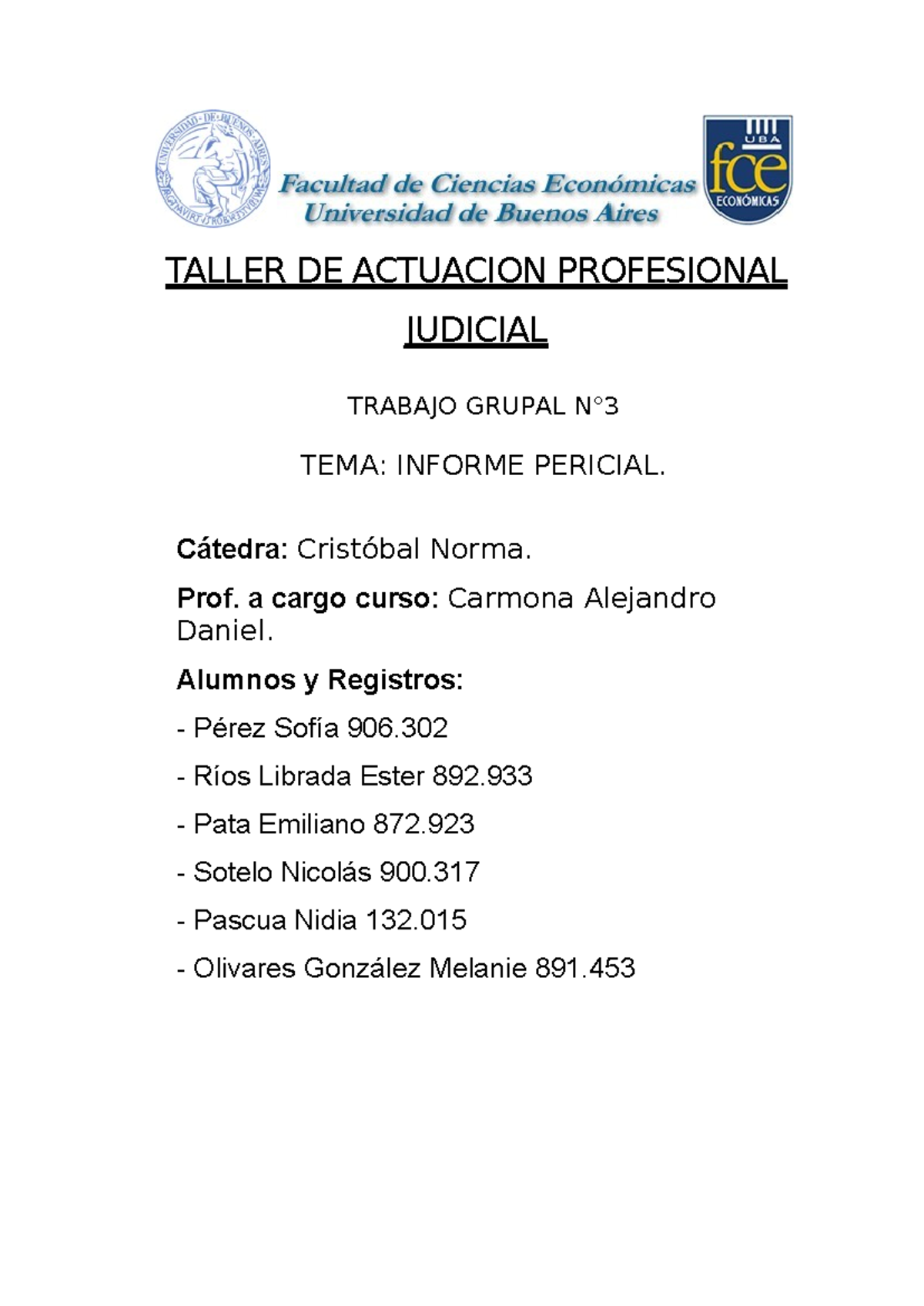 Informe Pericial Contable - TP Grupal NRO. 3 - TPG 3 - UBA - Studocu