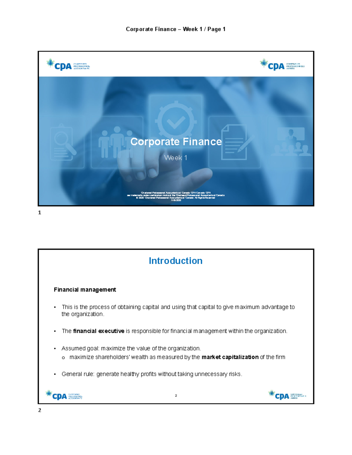 PREP-COF-W01 - Corporate Finance Week 1 Notes & Solutions - Studocu