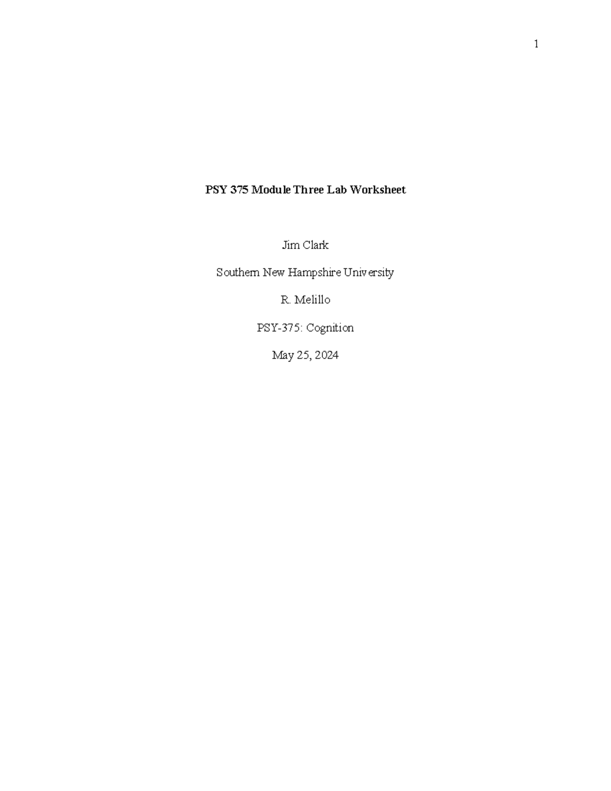 PSY 375 Module Three Lab Worksheet - PSY 375 Module Three Lab Worksheet ...