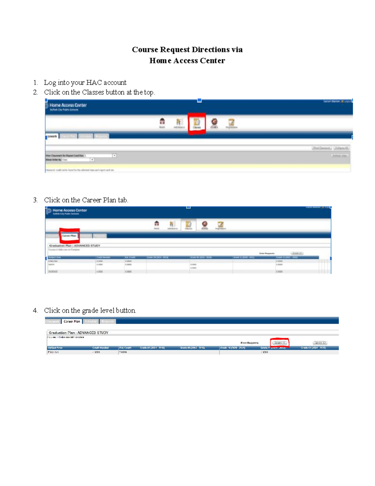 HAC Student Course Request Directions - Course Request Directions via ...