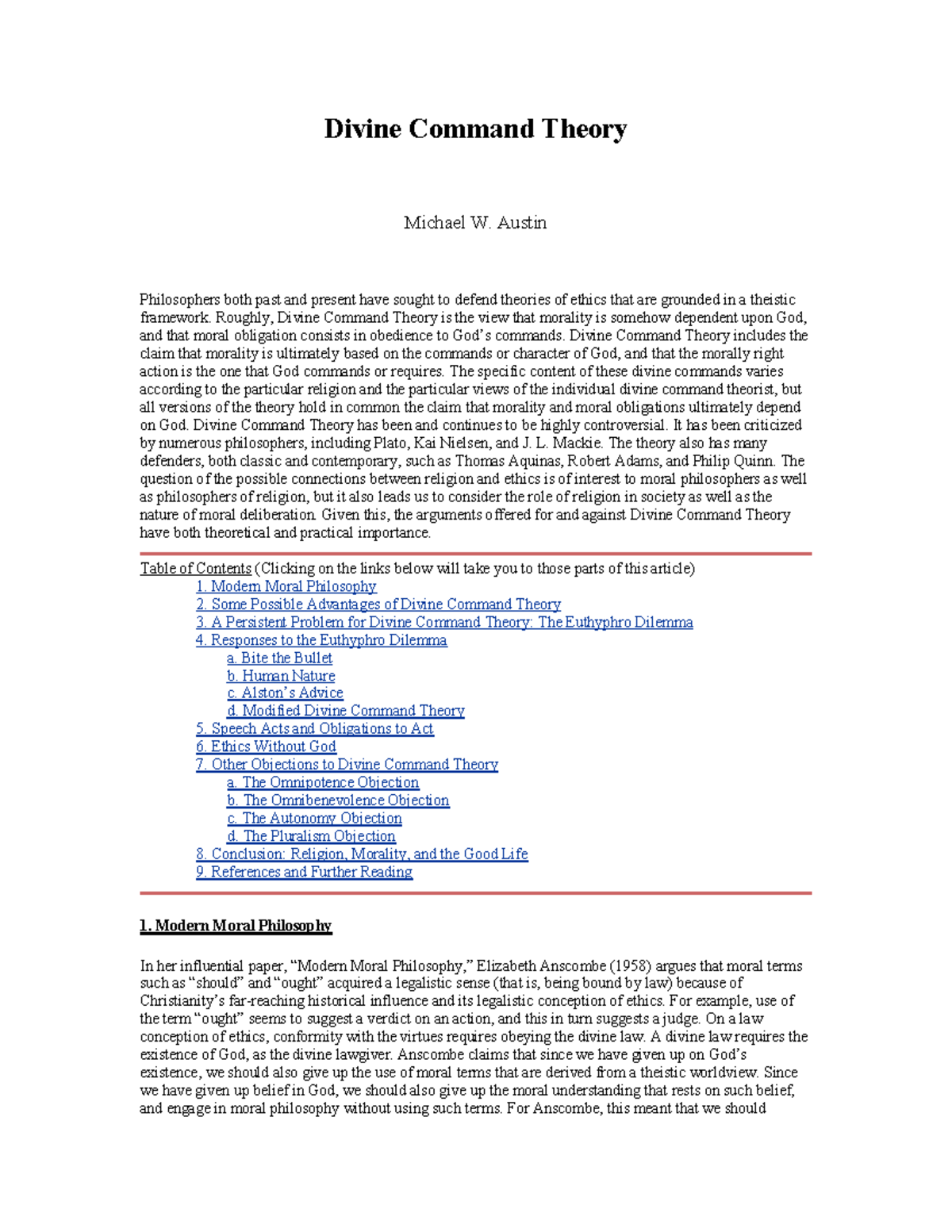 Divine Command Theory - Concepts and Discussion Notes - Studocu
