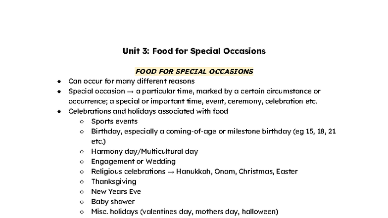 Year 10 Food Technology Notes - Food for Special Occasions Food Trends ...