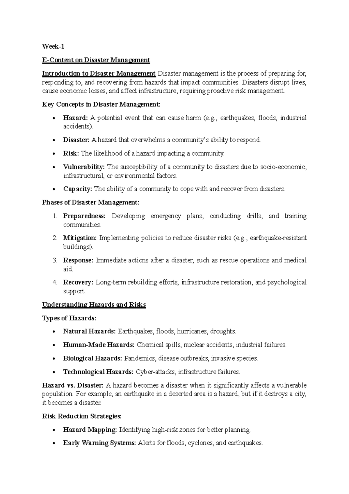 Disaster Management Overview: Key Concepts & Strategies (DM101) - Studocu