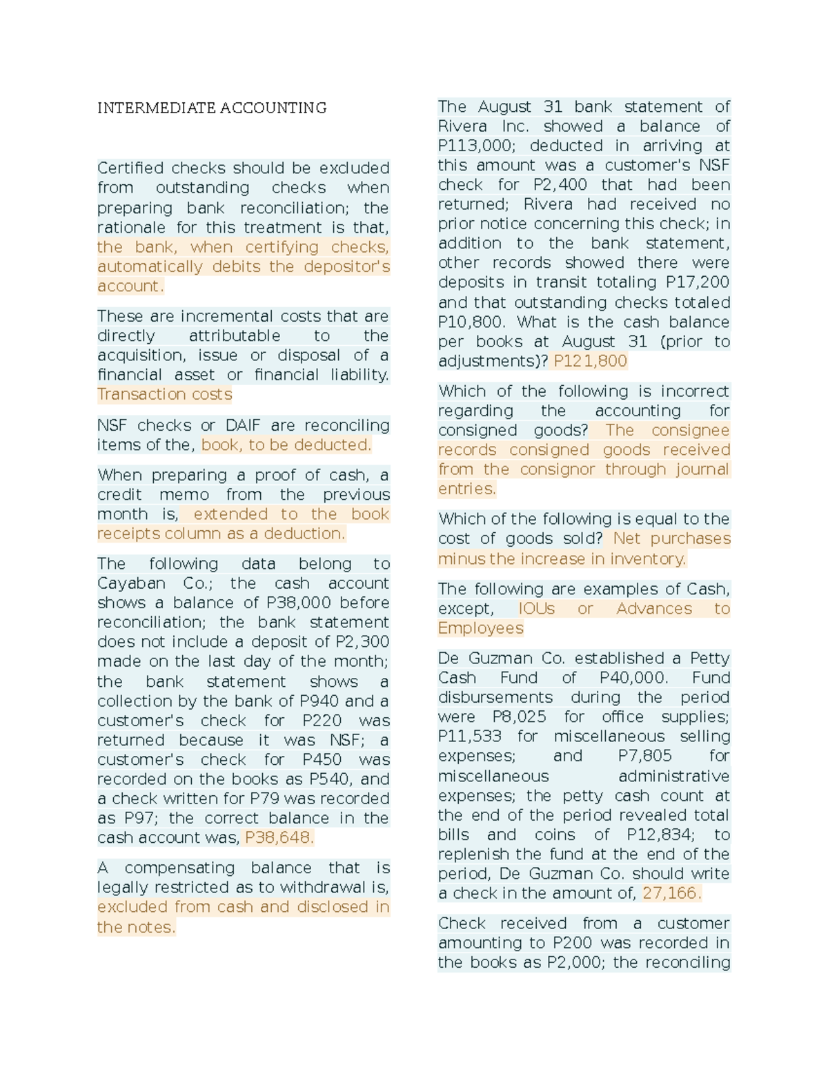 Intermediate Accounting: Bank Reconciliations and Cash Management - Studocu