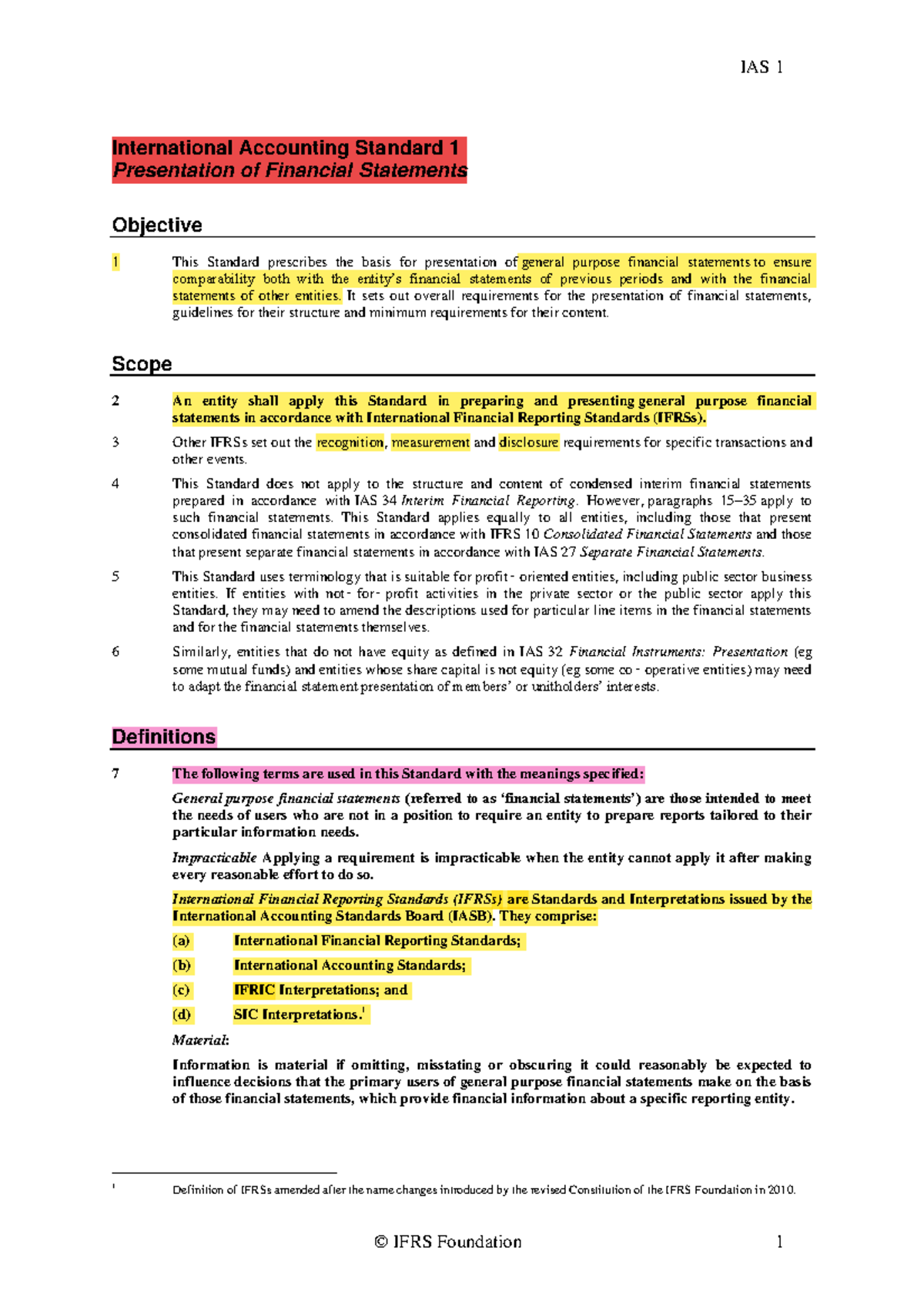 IAS 1 - Presentation of Financial Statements Overview and Guidelines ...