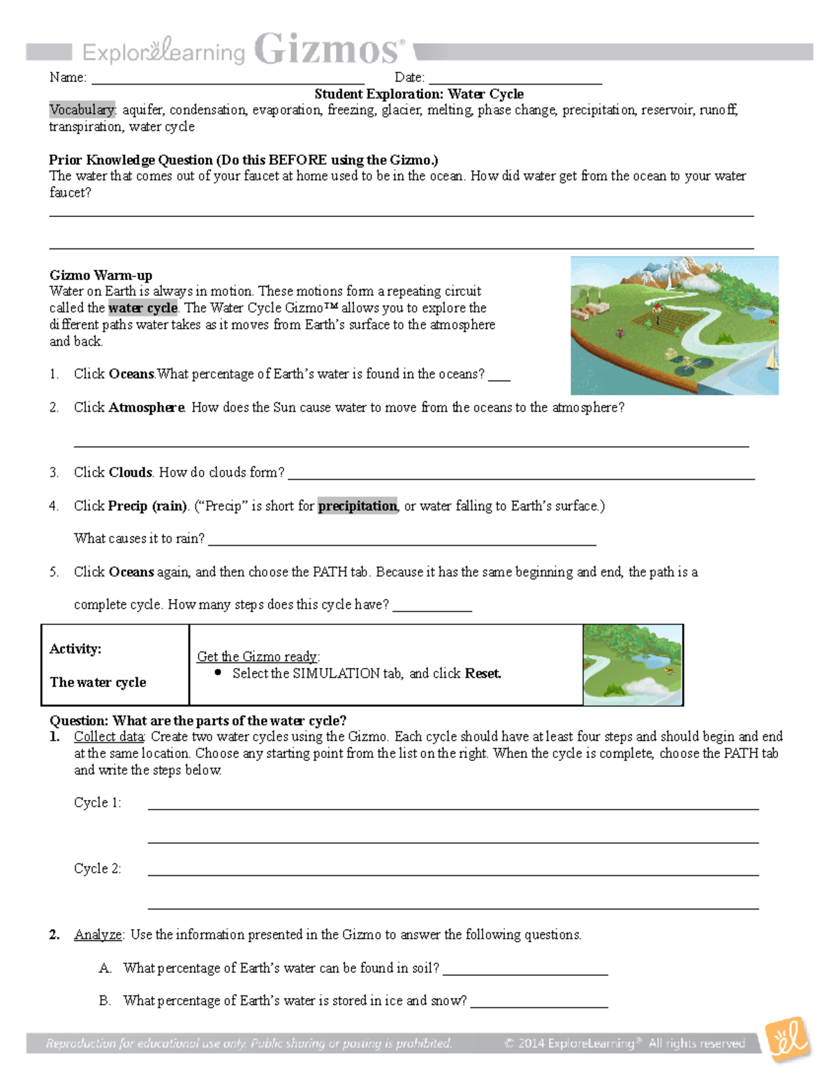 Water Cycle Gizmo-Student-Sheet-1un5imm - Name ...