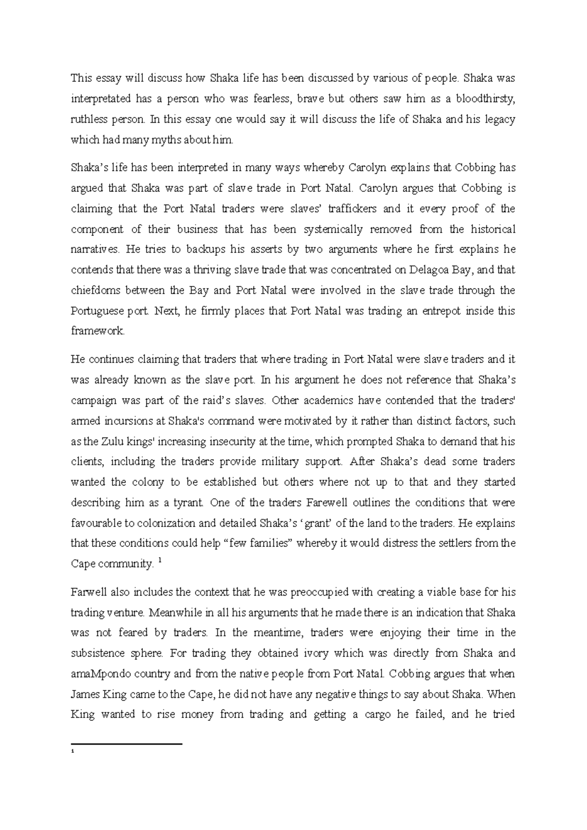 History 201 Essay: Analyzing Shaka's Life and Legacy Interpretations ...