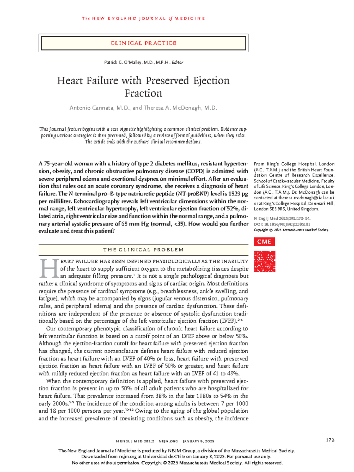 NEJM 2025 Clinical Guide: Heart Failure with Preserved Ejection ...