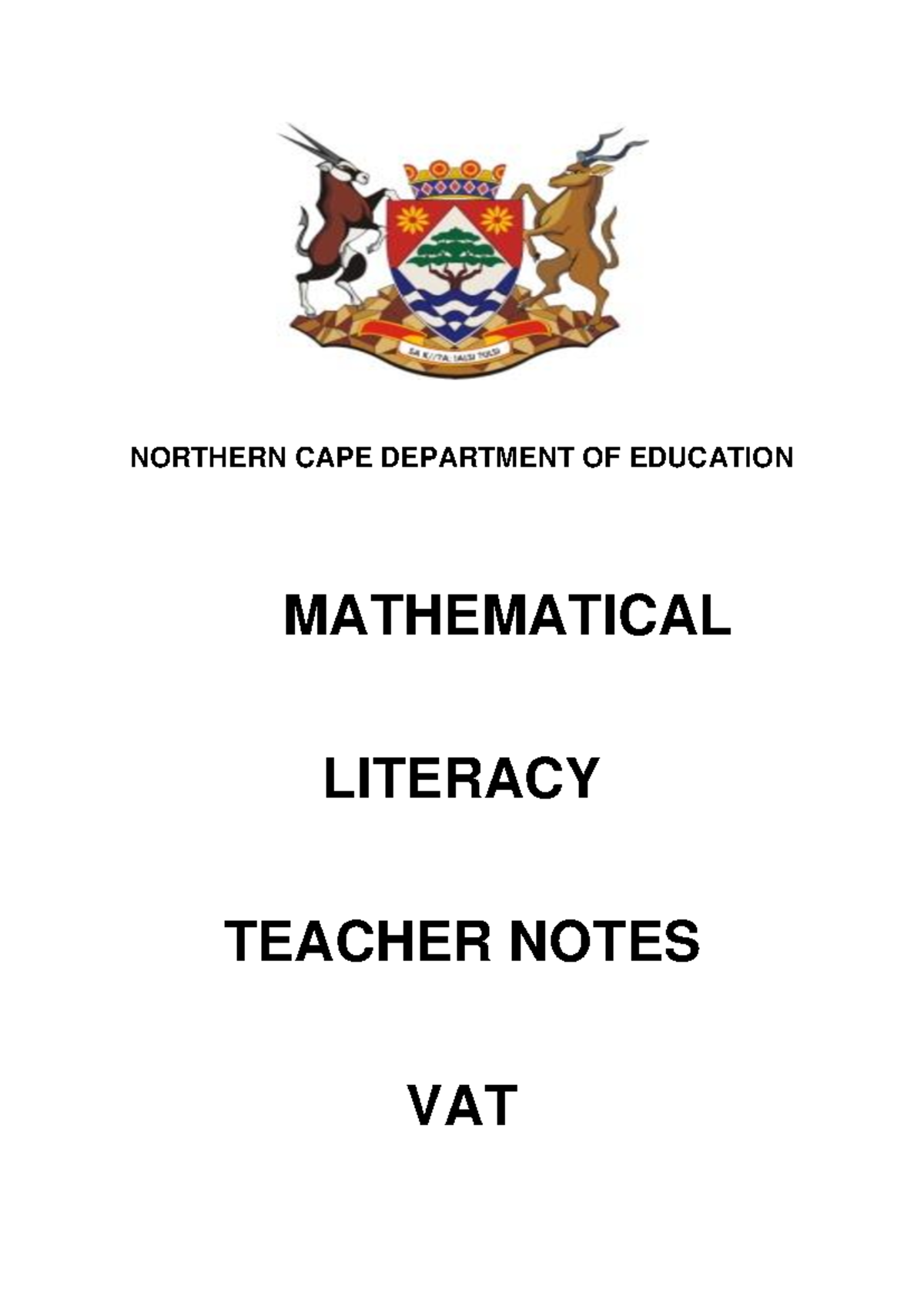 VAT Teacher Notes for Mathematical Literacy (Grade 10-12) - Studocu