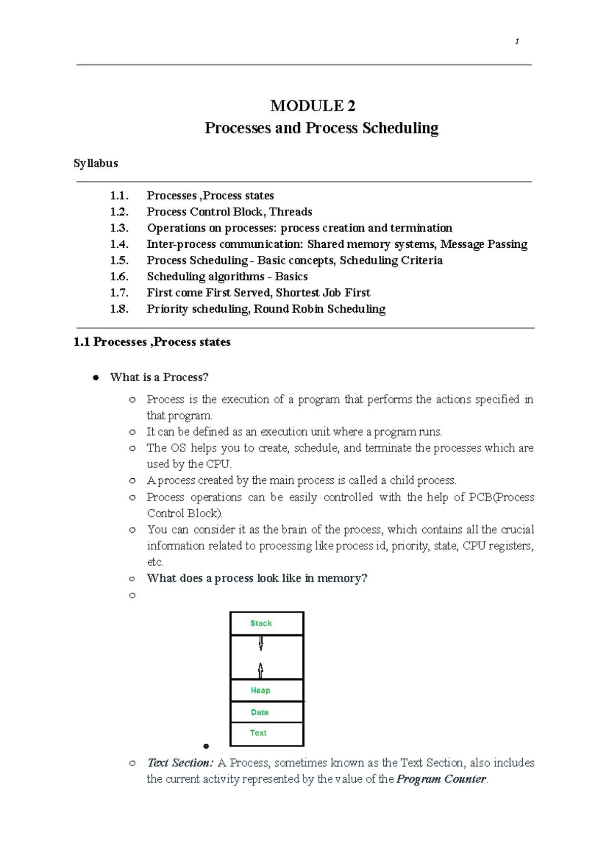 Module 2: Processes and Process Scheduling Overview - Studocu