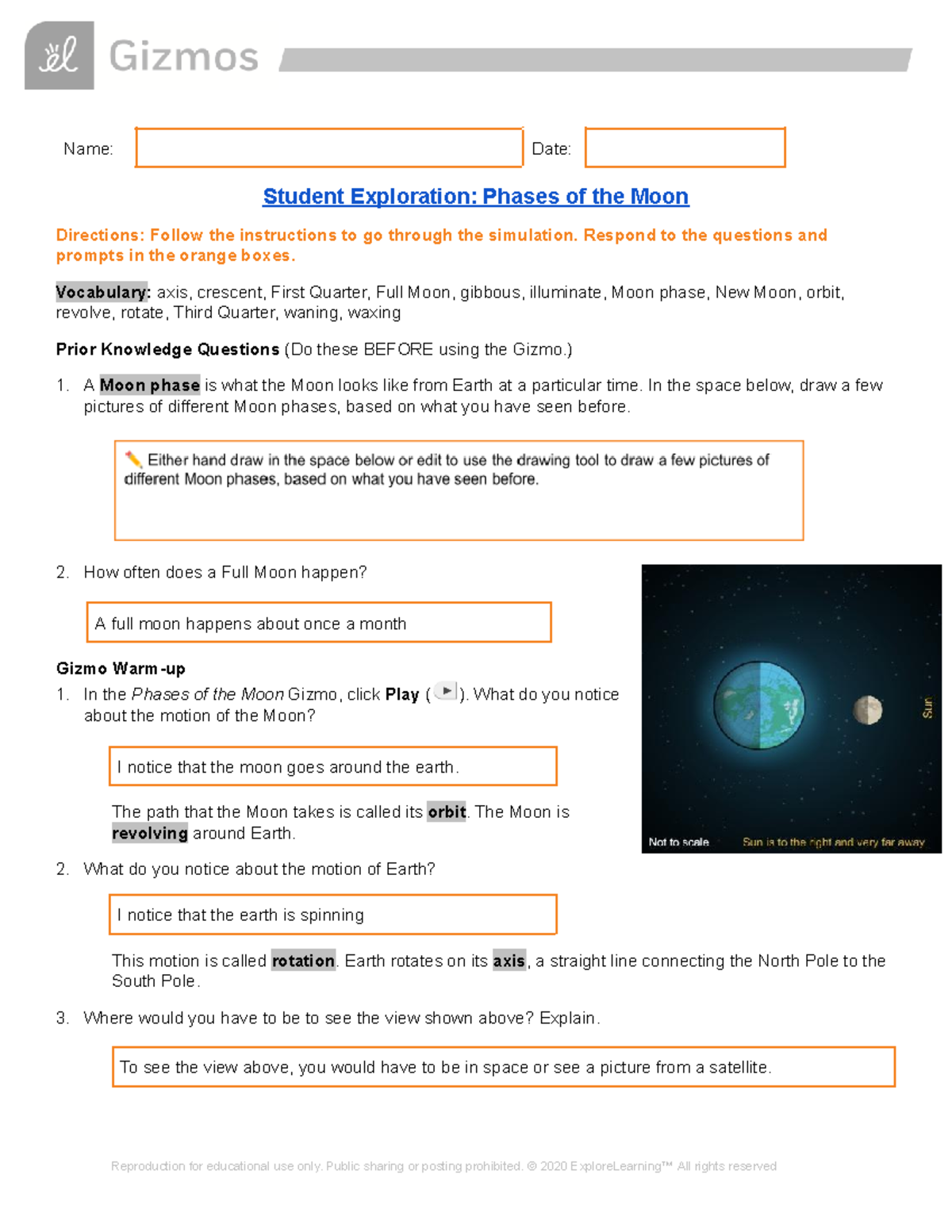 Phases of the Moon Simulation Exploration Guide (GIZMO) - Studocu