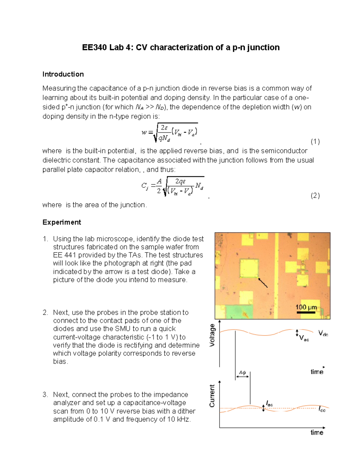 EE340 Lab 4: CV Characterization of p-n Junction Diodes - Studocu