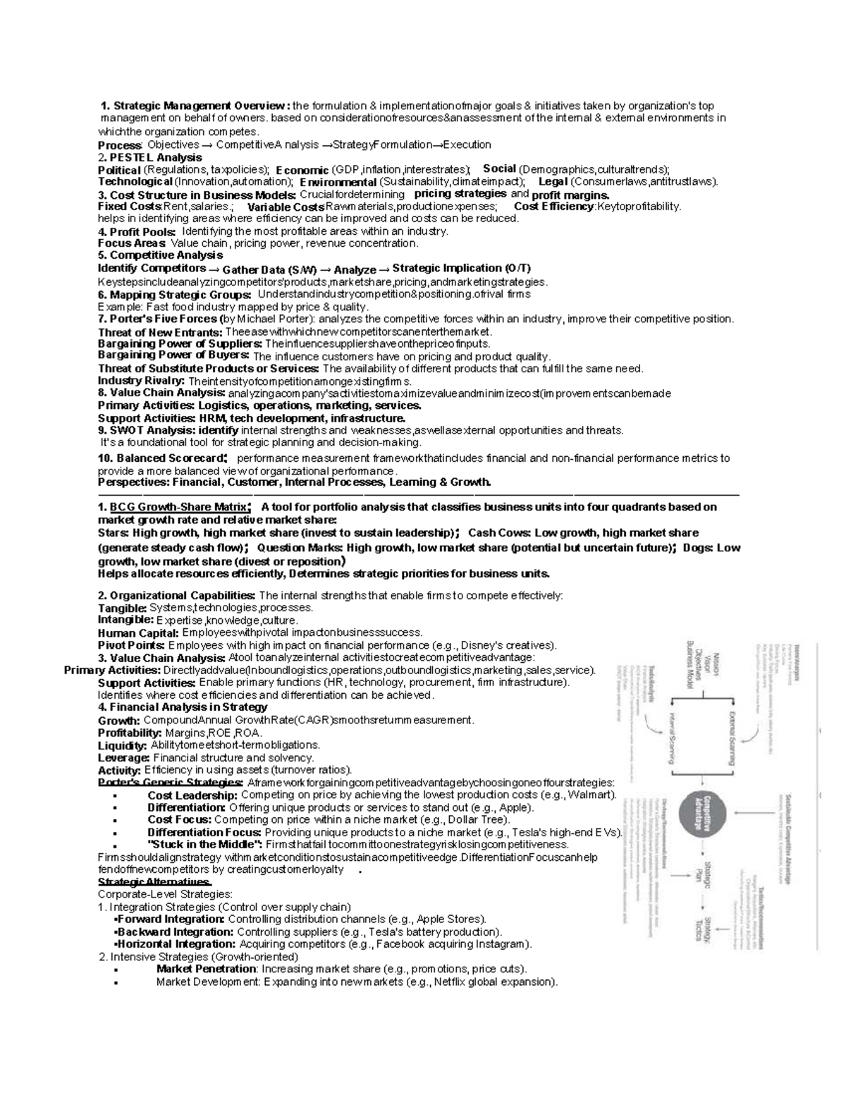 Strategic Management Cheat Sheet: Key Concepts & Frameworks - Studocu
